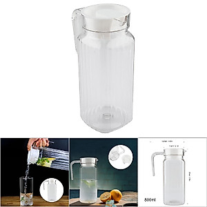 Haofy Acrylic Pitcher, Small Plastic Pitcher Juices Pitcher, Transparent Water Jugs Broken Resistant Beverage Jugs, Storing Milk Juices Tea Lemonade, with Lid and Handle(500ML)
