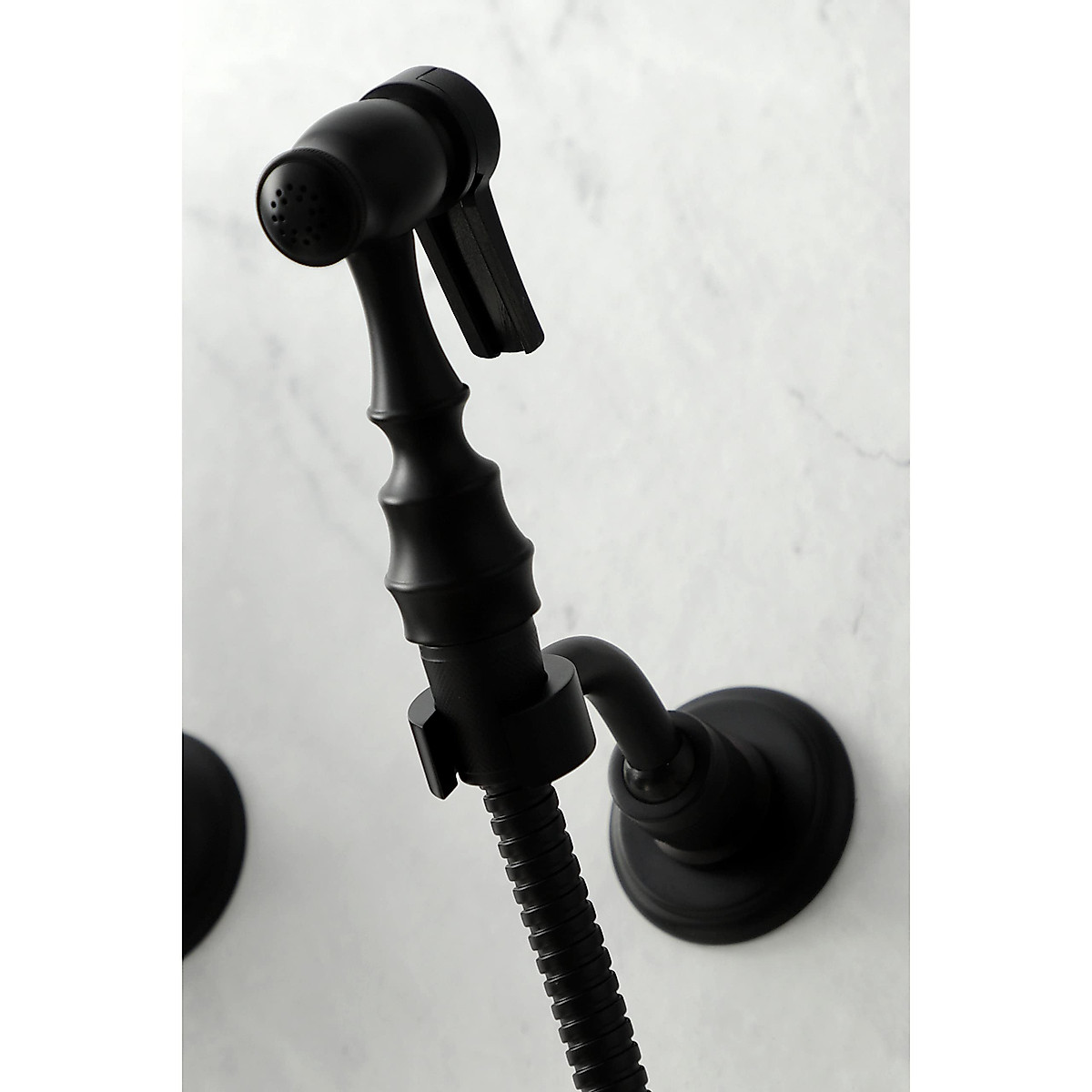 Kingston Brass KS1260PXBS Heritage Wall Mount Bridge Kitchen Faucet Sprayer, Polished Brass