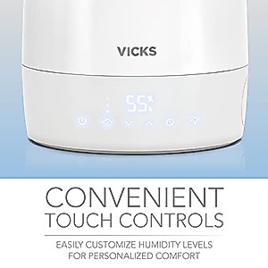 Vicks Embrace Cool Mist Top Fill Humidifier  (VUL900), White – Cool Mist Humidifier Top Fill for Bedroom or Office