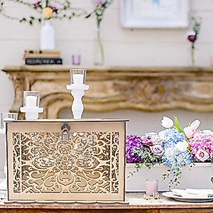 Hooqict DIY Wedding Card Box with Lock Large Rustic Wood Wedding Gift Money Box Holder for Graduation Parties Wedding Reception Bridal Baby Shower Birthday