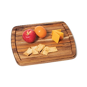 Lipper International Teak Wood Edge Grain Serving Platter, Small, 12" x 10" x 3/4"