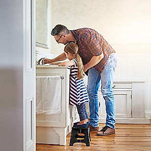 ACSTEP Folding Step Stool for Adults-11 Height Lightweight Plastic Stepping Stool. Foldable Step Stool Hold up to 300lbs Non Slip Collapsible Stool Black