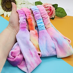 FROG SAC 4 Tie Dye Headbands For Girls, Elastic Knotted Hair Accessories for Kids, Stretch Knot Head Band Hair Accessories for Tweens, Sleepover Party Spa Headband For Washing Face