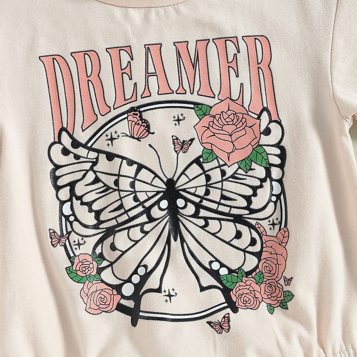 sdghg 0-18M Infant Baby Girl Short Sleeve Romper Spring Summer Bodysuit Headband Romper Butterfly Jumpsuit Bubble Bodysuit (Apricot, 0-3 Months)