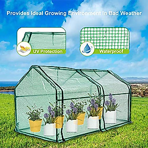 SUNGIFT Mini Greenhouse for Outdoors, Portable Hot House, Large Roll-up Doors with Zipper, PE Garden Bed Cover for Plants, 71 X 36 X 36 Inch