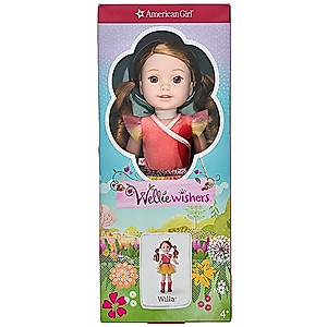 American Girl WellieWishers 14.5-inch Willa Doll with Coral Leotard, Mesh Skirt, Headband, and Boots, For Ages 4+