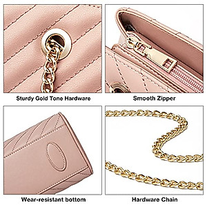 FOXLOVER Geniune Leather Tote Bags for Women, Ladies Medium Designer Shoulder Purse Quilted Handbag with Chain Strap (Apricot)