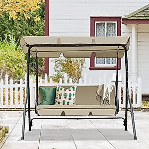 BPS 3-Person Patio Porch Swing Chair with Adjustable Backrest and Canopy - Outdoor Swing Perfect for Patio, Garden, Poolside, and Balcony Relaxation