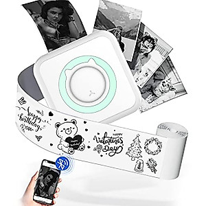 InstaProud - Portable Sticker Mini Printer, Mini C15 Pocket Thermal Printer,Wireless Bluetooth Photo Printer, Portable Label Sticker Printer for Photos Diaries Memos Study Notes(Blue-10 Paper Rolls)