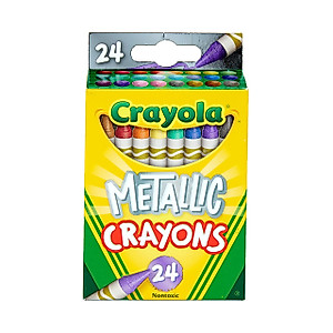 Crayola Metallic Crayons, Kids Art Supplies, 24 Count, Coloring Supplies, Gift for Kids, Ages 3, 4, 5, 6
