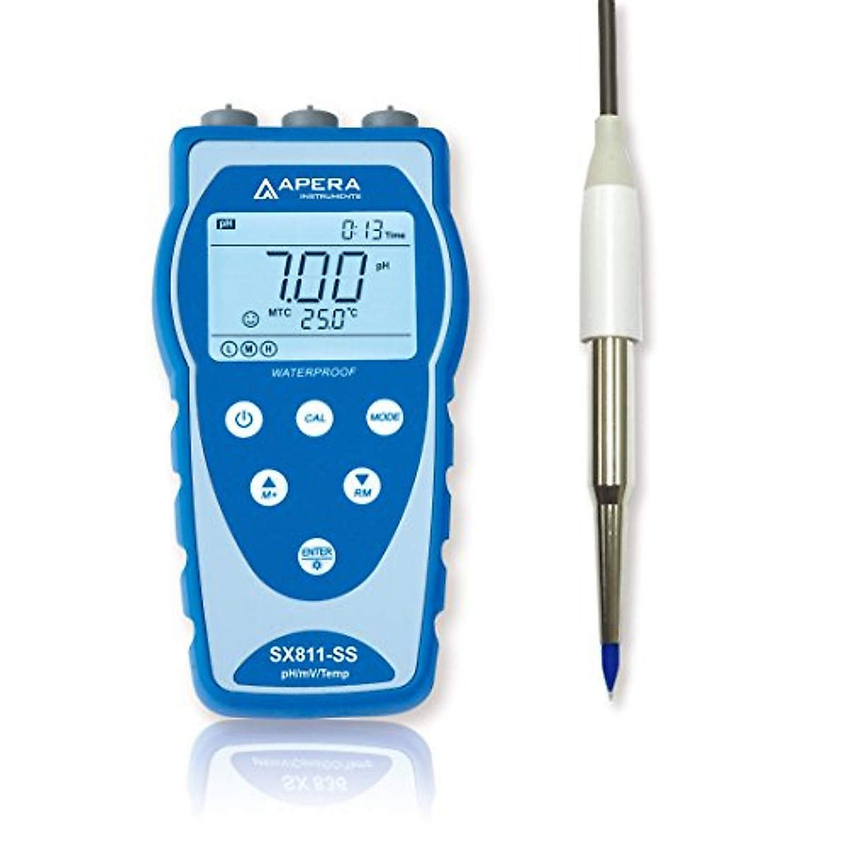 Apera Instruments SX811-SS Portable pH Meter for Food and Dairy Products, Equipped with Swiss LanSen Food-Grade Stainless Steel Spear Probe, Anti-Contamination