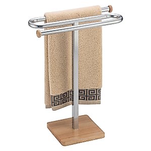 ZCDCP Hand Towel Holder Stand, S-Shape Countertop Towel Stand with Wood Base Freestanding Towel Rack for Bathroom