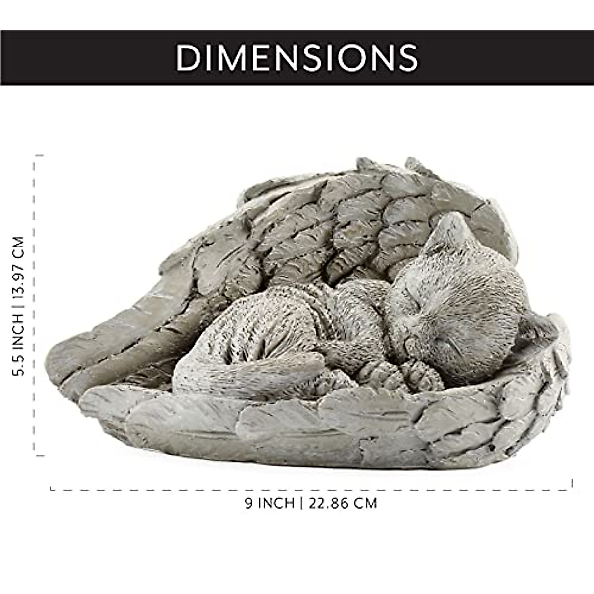 AuldHome Angel Cat Memorial Statue, Garden Resin Sleeping Cat Ornament