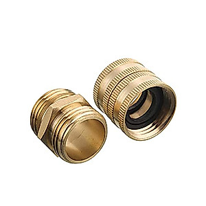 Hourleey Garden Hose Adapter, 3/4 Inch Solid Brass Hose Connectors Adapters, Male to Male, Female to Female, 4-Pack with Extra 6 Washers