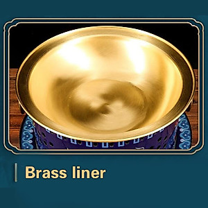 Copper Hot Pot Old Beijing Shabu Shabu Alcohol Stove Commercial Thickened Meal Portion Pot (Color : Blue, Size : 30 * 24cm)