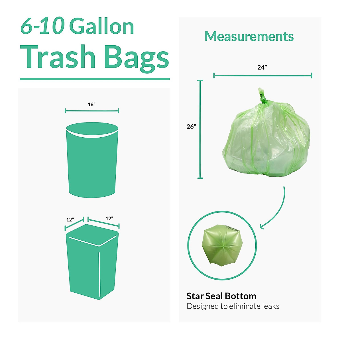Reli. Biodegradable 6-10 Gallon Trash Bags | 150 Count | ASTM D6954 | Green | Eco-Friendly | Oxobiodegradable Under Certain Conditions (See Product Description)