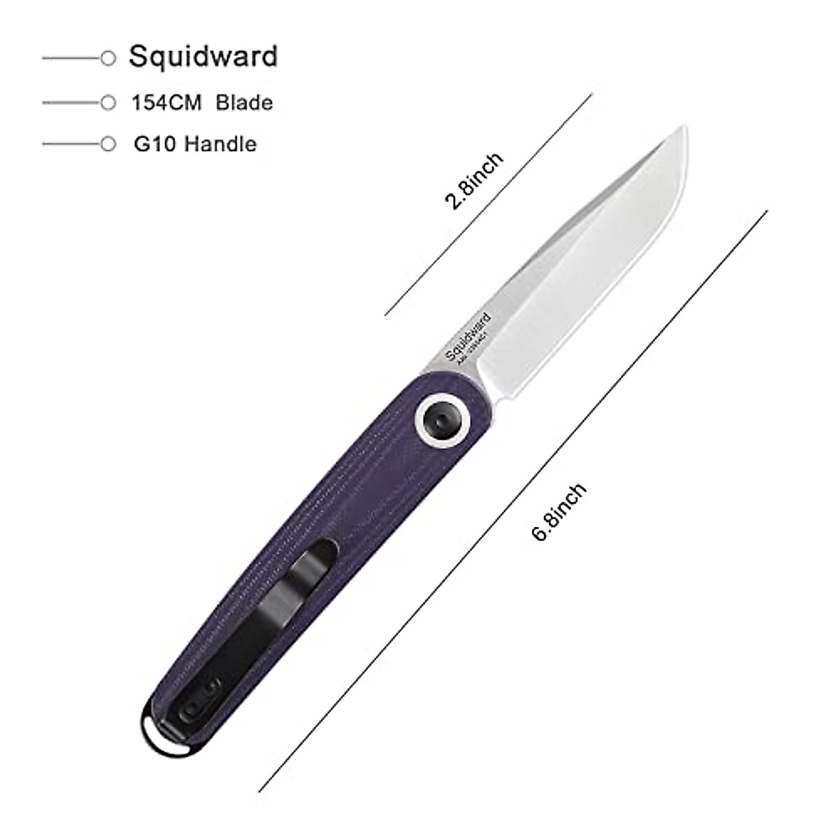 Kizer Squidward Pocket Knife for EDC, 154CM Steel and G10 Handle, Purple Daily Folding Knife, Office Knife, V3604C1