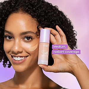 JOAH Crystal Glow Peptide-Infused Foundation, 2-in-1 Multitasking Korean Makeup with Blurring Face Primer, Luminizer, Hydration & Skin Defense for a Flawless Finish, 1.01 Oz, Very Fair Cool