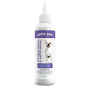 Smiling Paws Pets Medicated Tris Flush Dog Ear Cleaner Solution and Infection Treatment for Dogs and Cats Ear Flush for Dogs Ear Cleaner for Dogs & Cats - Cat & Dog Ear Wash Contains Ketoconazole 12oz