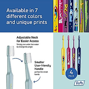 TEPE Kids Toothbrush, Extra Soft Kid and Toddler Toothbrush for Ages 3+, 4 Pack