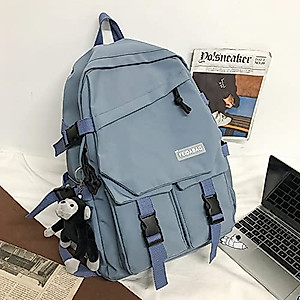 Haozhixin School Backpack,College High School Laptop Backpacks,Waterproof Large Travel Daypack Kawaii Bookbags for Men Women Students, Blue, (L6F3256O9J11MY)