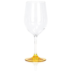 Red Co. Set of 6 Classic Clear Plastic 12 Ounce Outdoors Wine Glasses with Colored Bases