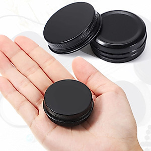 Patelai 64 Pieces Lip Balm Tin Containers Screw Top Round Tin Cans Aluminum Jar with Screw Lid, Empty Bottle Travel Cosmetic Sample Container for DIY(0.5 oz,Matte Black,)