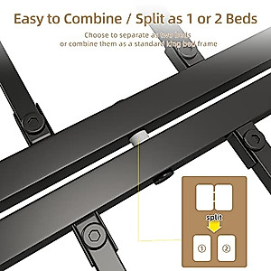 IDEALHOUSE King Metal Platform Bed Frame with Sturdy Steel Bed Slats Mattress Foundation No Box Spring Needed Large Storage Space Easy to Assemble Non-Shaking and Non-Noise Black