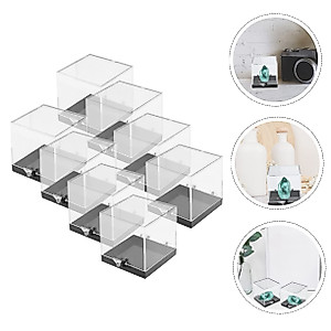 Garneck 8pcs Boxes Glass Jewelry Display Case Glass Containers with Lids Square Containers with Lids Clear Acrylic Show Box Square Display Case Sample Collection Box Storage Container Ring