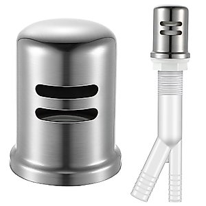 Enhon Dishwasher Air Gap Kit, with Skirted Brass Air Gap Cover and Matching Escutcheon, Dishwasher Air Gap Replacement with Air Gap Cover(Stainless Steel, 1 Set)