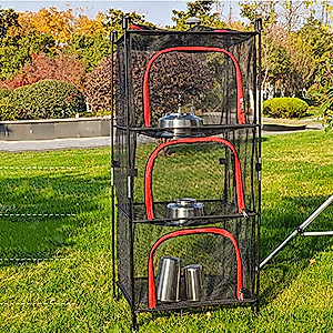 UPQRSG Herb Drying Rack, 3 Layer Hanging Mesh Net Dryer, Multifunction Folding Fish Mesh, Portable Vegetable Dishes Mesh with Zipper, Plant Drying Rack Storage Bag for Fruits, Seafoods, Clothes(Red)