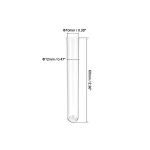 uxcell 10Pcs PS Plastic Test Tubes with Cork Stoppers, Round Base, 12x60mm, Storage Container for Scientific Experiments Sample Display Decorations