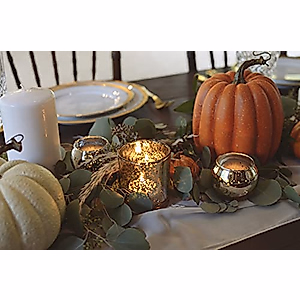 Just Artifacts 2-Inch Round Speckled Mercury Glass Votive Candle Holders (Gold, Set of 12)