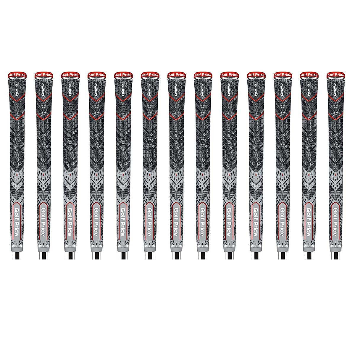 Golf Pride MCC PLUS4 Align Standard Ribbed Golf Grip Bundle (13 Piece), Grey