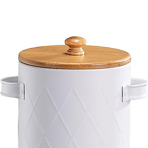 Bothyi Rustic/Farmhouse Potato Storage Canister, White Medium, Food Storage Container, Single, Ventilated & Portable, Rectangular Flip Top, 22.5cm x 22.5cm x 19.5cm