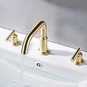 3 Hole Bathroom Basin Faucet Brass Bathroom Faucets Basin Faucets-Brushed Gold