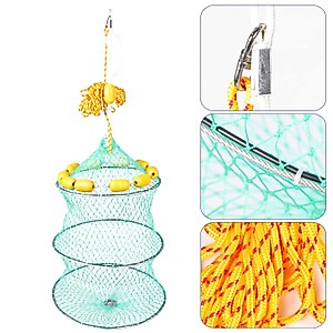 Happyyami Folded Fishing net Bait: Crawling Crab Baby Toy Fish Basket Collapsible Portable Fish cage for Crayfish Crab Fishing Accessories Double Boiler Tool Fishing Boat