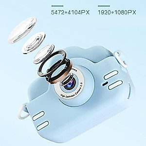VGEBY Kids Camera, Cartoon Cute Kids Digital Camera Children Multilanguage DV Camera for Boys Girls(Blue)