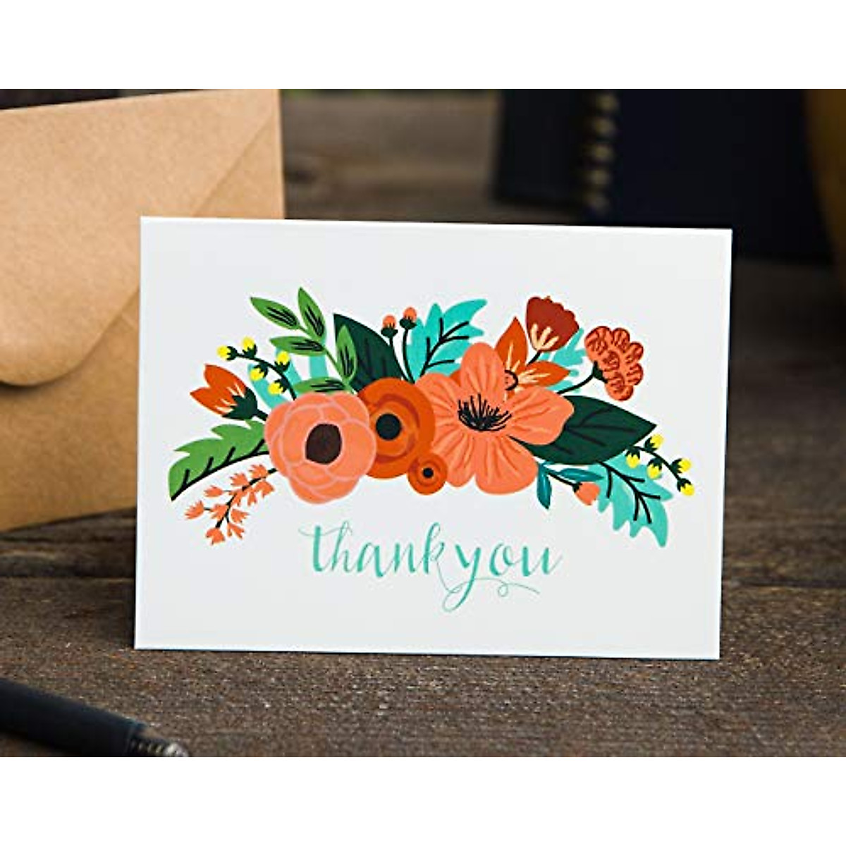 Sweetzer & Orange Floral Thank You Cards Bulk Box Set of 48 Blank Cards with Envelopes - Baby Shower Note Cards, Wedding Thank You Cards or Bridal Shower Thankyou Card - 4.25 x 5.75