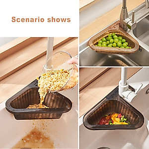 Kitchen Sink Drain Basket, Swan Basket Strainer Pack-3, Adjustable Kitchen Triangle Sink Filter with Sticky Hook and Cleaning Sponges Set of 3,for Kitchen Sink Faucet Hangs
