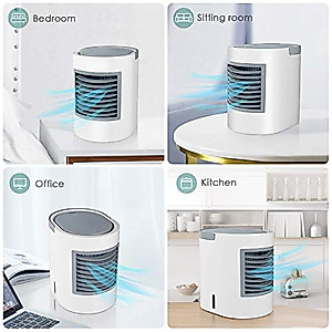 Portable Space Air Conditioner, Evaporative Personal Desk Fan, Quiet Air Cooler Misting Fan, Cordless 3 in 1 USB Air Cooler Desk Fan with Portable Handle for Home Room Office
