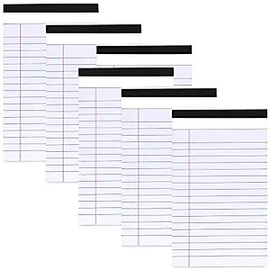 Emraw White Jr. Perforated Edge Legal Ruled Universal 50 Sheets Letter Writing Pad- 50 Ct. 5" x 8" inch (Pack of 6)