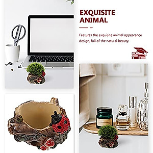 1pc Decorative Succulent Planter Wooden Log Succulent Pot Bonsai Planter Animal Pot Desktop Stand Pots Indoor Pots for Plants Desktop Flowerpot Flower Stand Resin to Climb