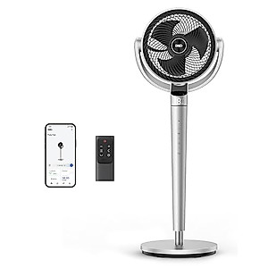 Dreo Pedestal Fan with Smart Control, 43'' Inches, 150°+120° Omni-Directional Oscillating Quiet Fans for Bedroom, 110ft Circulator Fan with DC Motor, 9 Speeds, 6 Modes, 12H Timer, Wi-Fi/Voice/Alexa