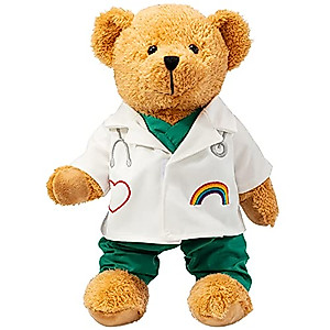 HollyHOME Doctor Bear Stuffed Animal Plush Teddy Bear in Scrubs and White Coat Gifts for Doctors Students and Kids 10 Inch