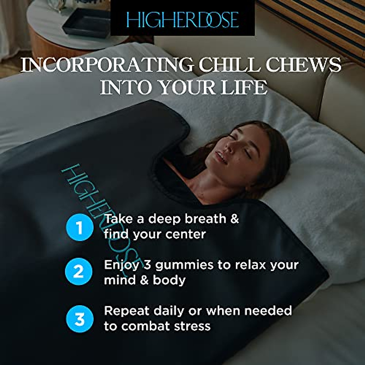 HigherDOSE CHILL Chews - Magnesium Chewable Gummy Vitamins for Men & Women - Calming Magnesium Citrate Gummies with Ashwagandha Root Extract, Reishi Mushroom, Lion's Mane & L-Theanine - 90 Gummies