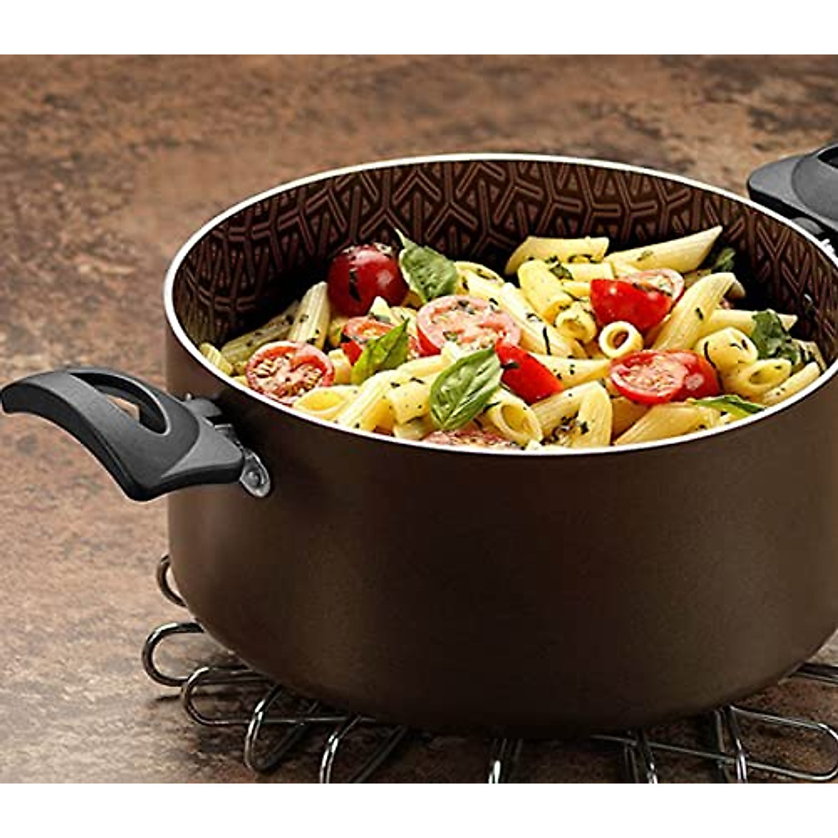 IMUSA USA 5 Quart Talent Master Line Nonstick Dutch Oven with Glass lid & Thermal Signal, Brown, (IMU-20077)