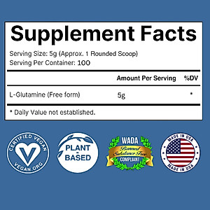 Gains in Bulk Glutamine Powder - Extreme Muscle Recovery, Anti-Catabolic L-Glutamine for Protection & Recovery | Promotes Longer State of Muscle Growth (450 Grams)