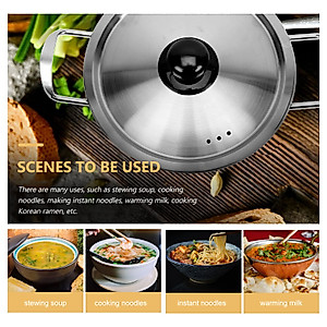 1 Set Stainless Steel Instant Noodle Pot Small Pots for Plants Chinese Aluminum Hot Pot Korean Ramen Noodle Pot Saucepan with Lid Stainless Steel Noodle Pot Non Stick Iron Soup Pot