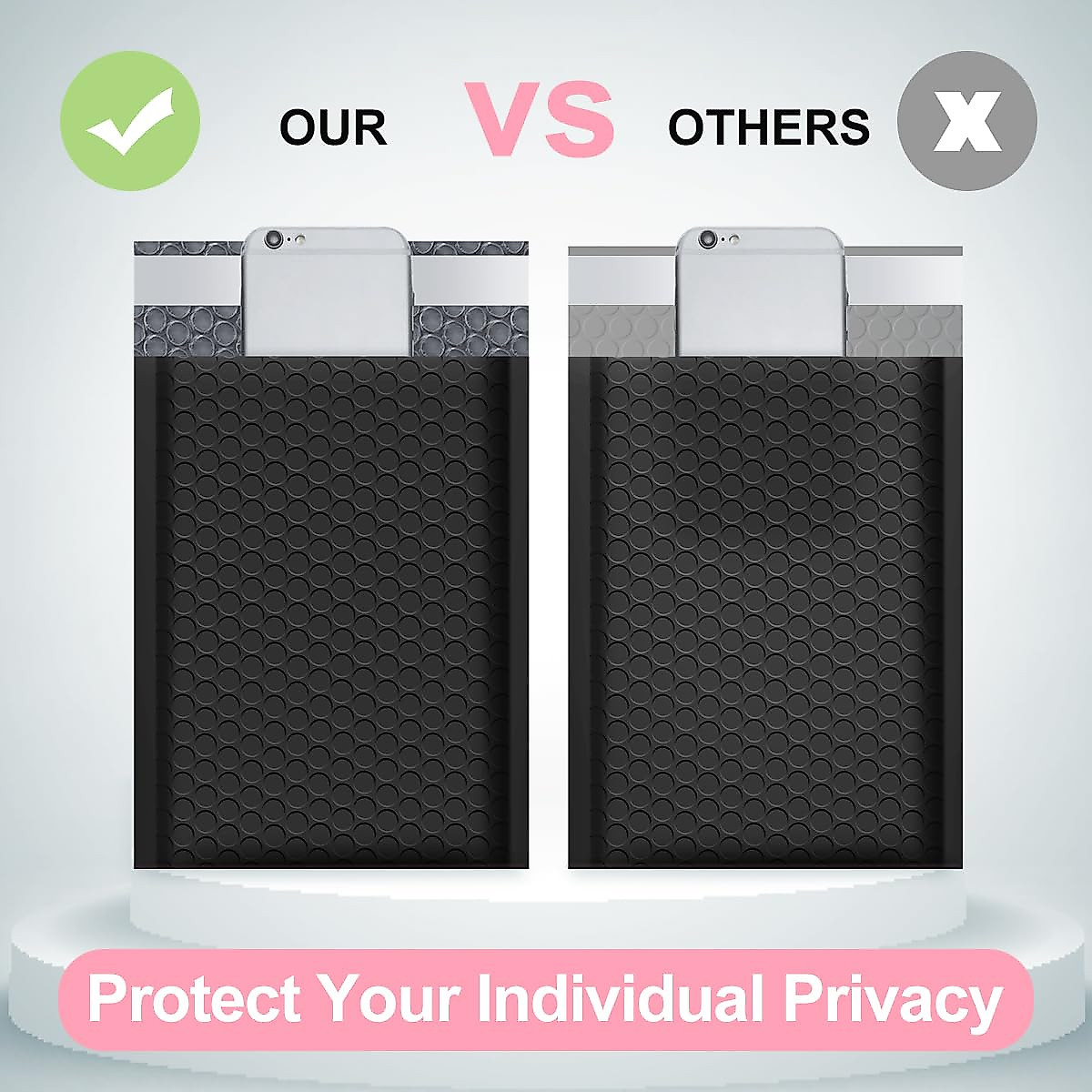 UCGOU Bubble Mailers 4x8 Inch Black 50 Pack Poly Padded Envelopes Small Business Mailing Packages Opaque Self Seal Adhesive Waterproof Boutique Shipping Bags for Jewelry Makeup Supplies #000